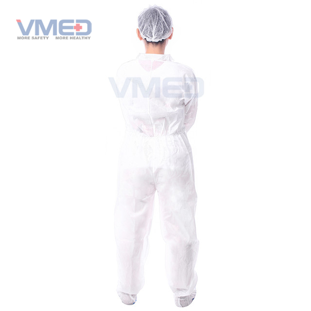 Disposable SPP Non-woven White Coverall With Single Collar from China ...